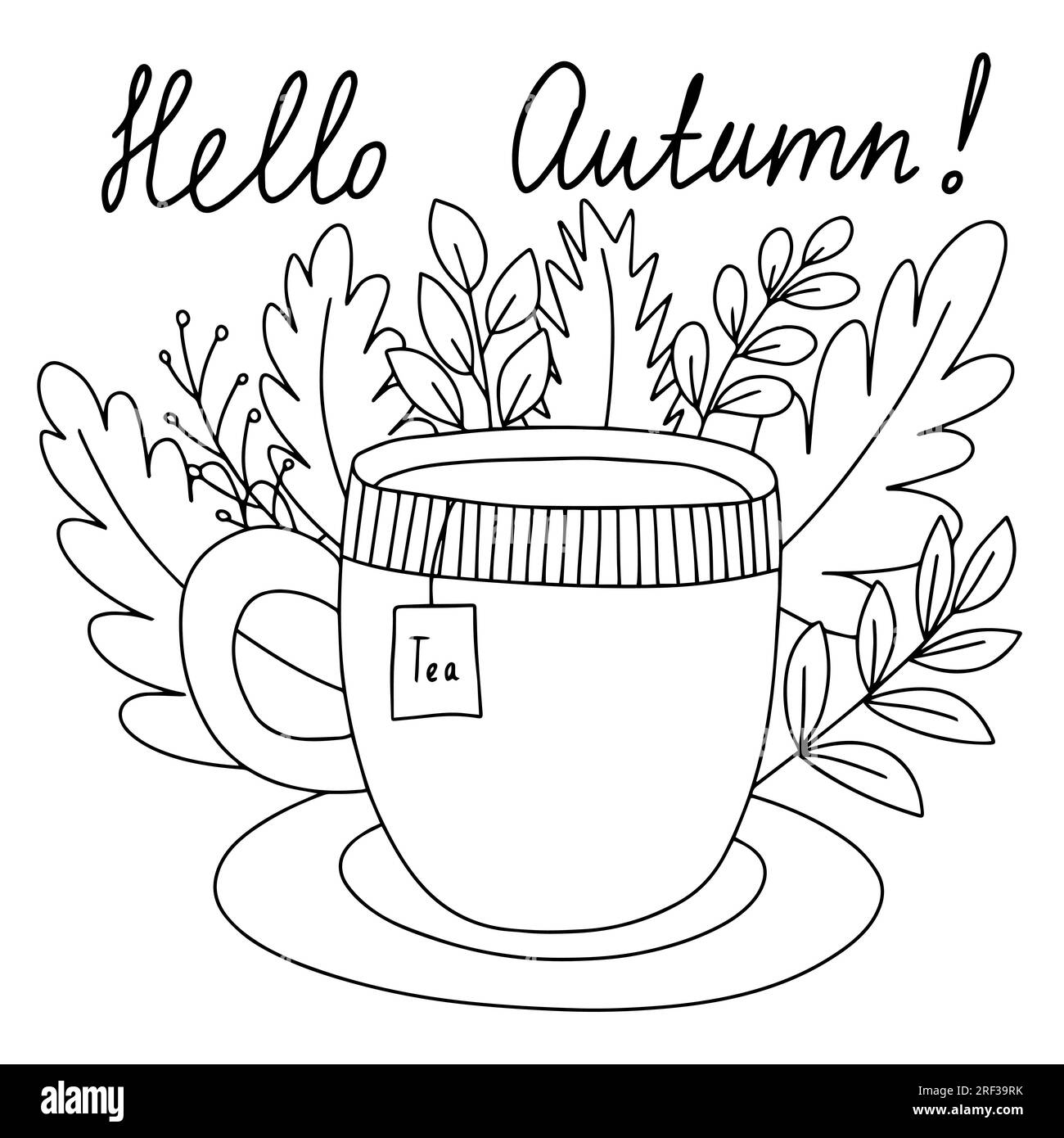 Hello autumn vector coloring page Stock Vector Image & Art - Alamy