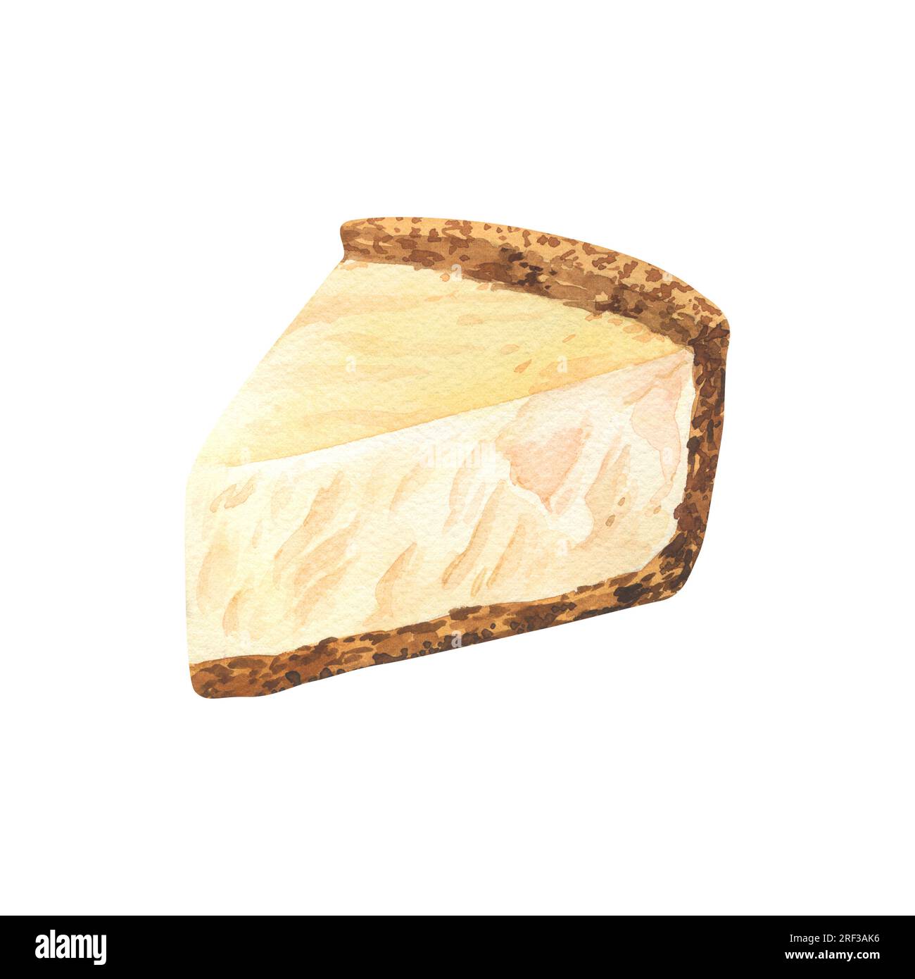 Watercolor dessert, piece of cheesecake. Hand-drawn illustration ...