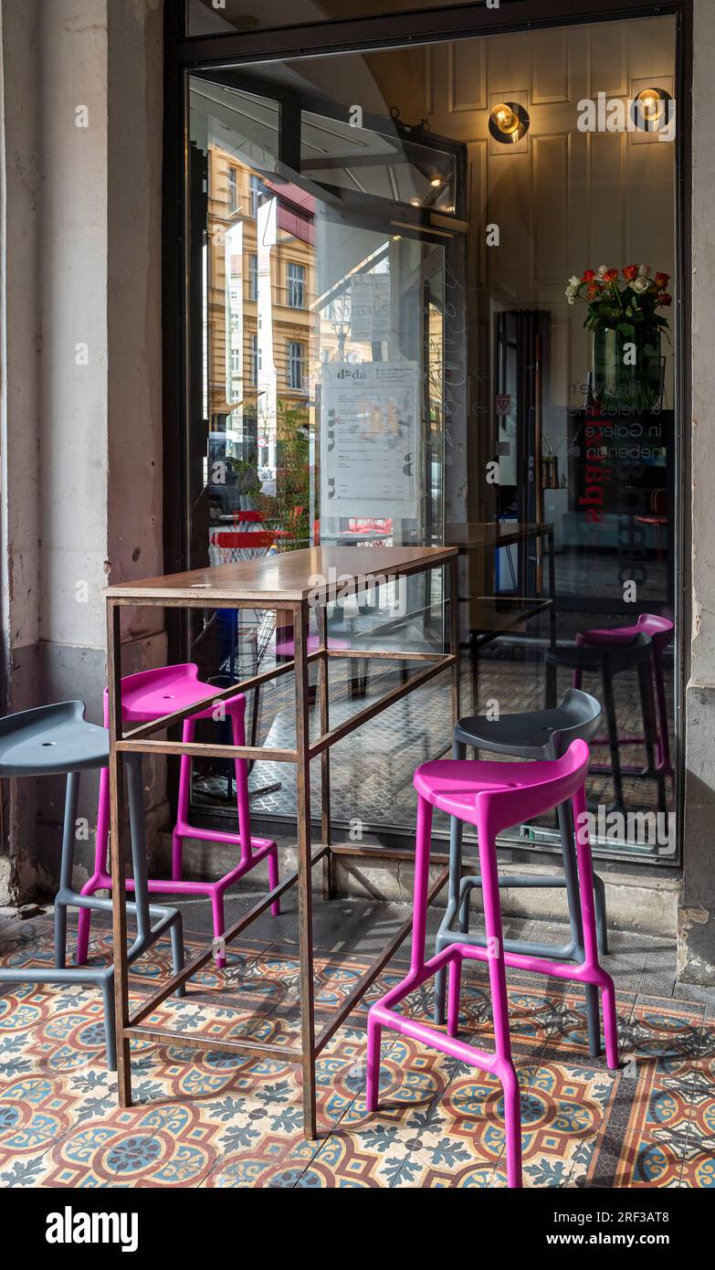 Bar Stool And Bistro Table, Berlin, Germany Stock Photo - Alamy