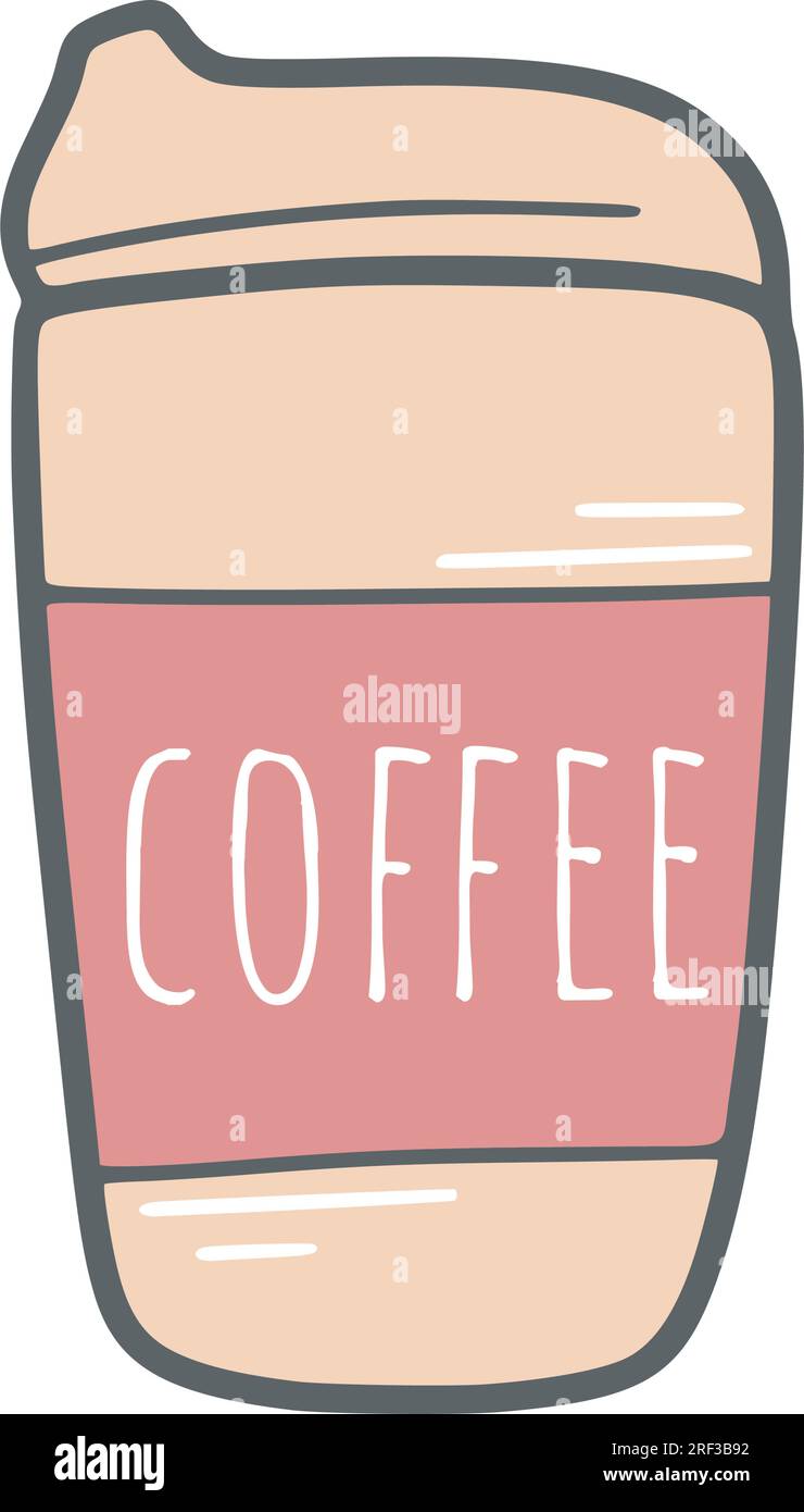 Colored doodle illustration of takeaway coffee Stock Vector Image & Art ...