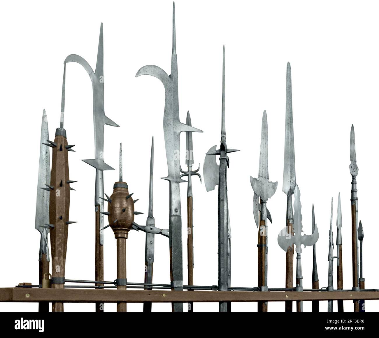 historic halberds in the Haut-Koenigsbourg Castle in France Stock Photo ...