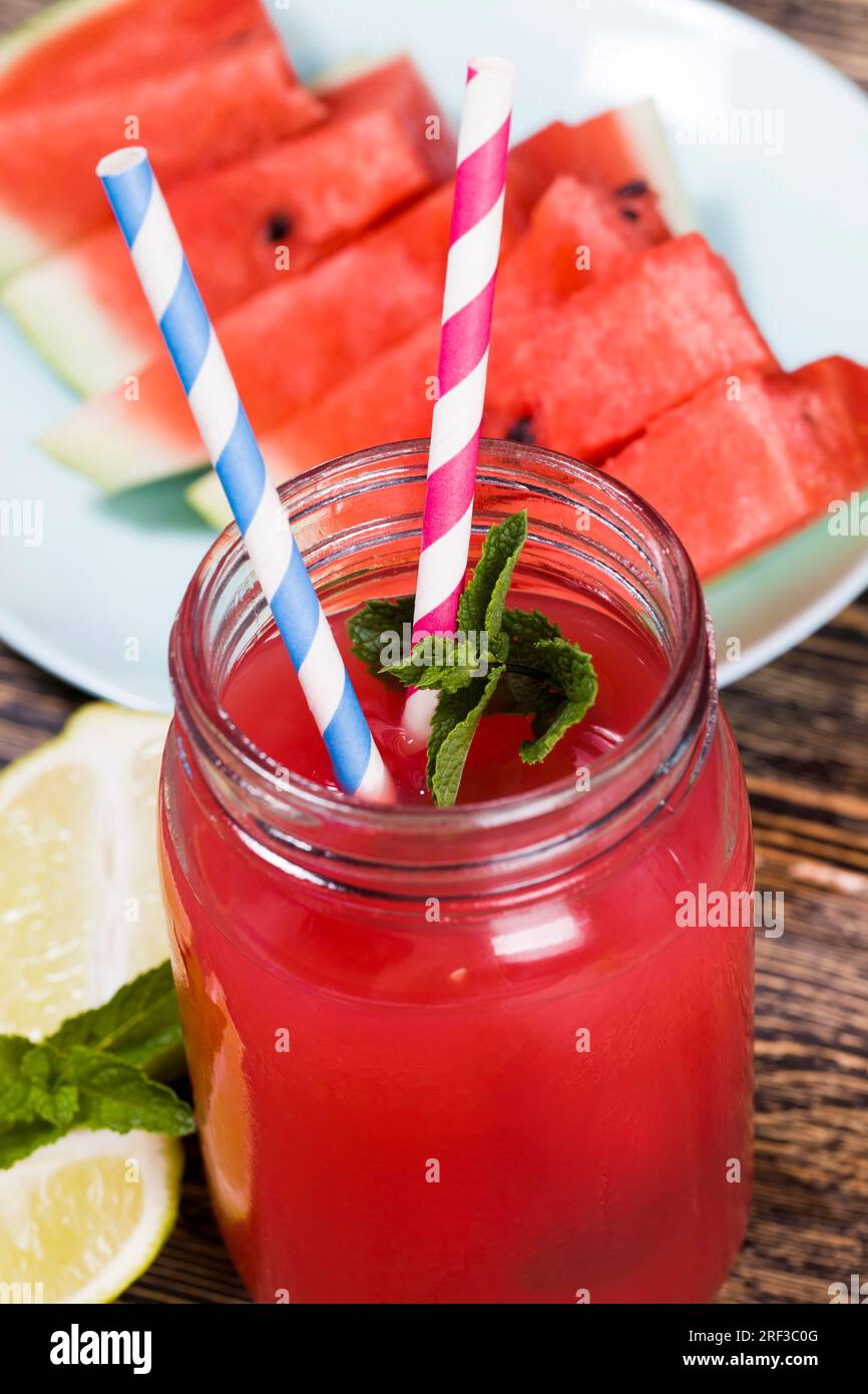 delicious watermelon juice from red watermelons, homemade juice made ...