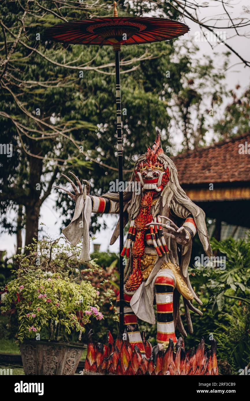 Close up of statue with barong colorful mask. Traditional balinese ...