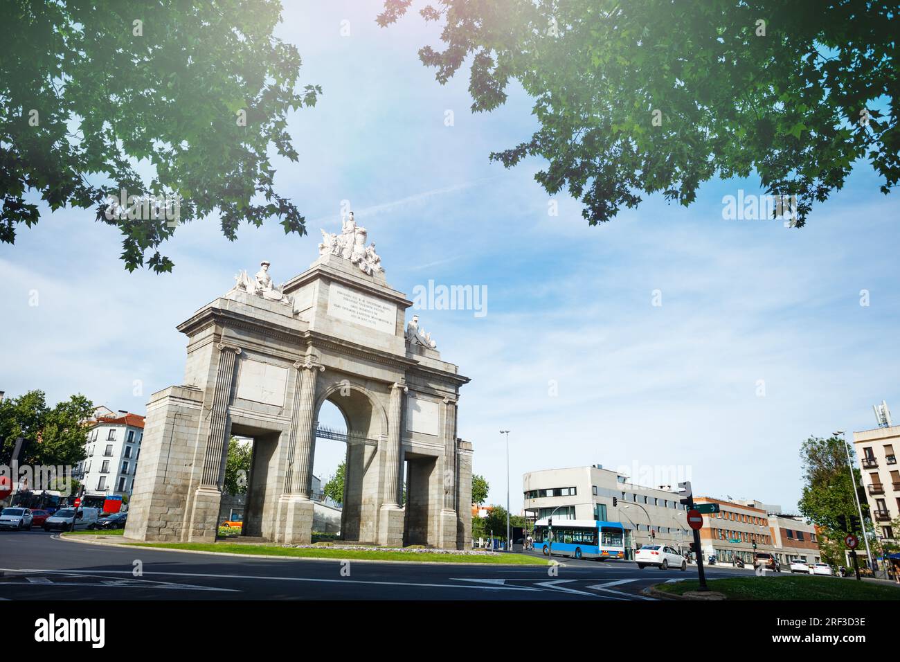Majestic Toledo Gate in Madrid with Roundabout around Stock Photo - Alamy