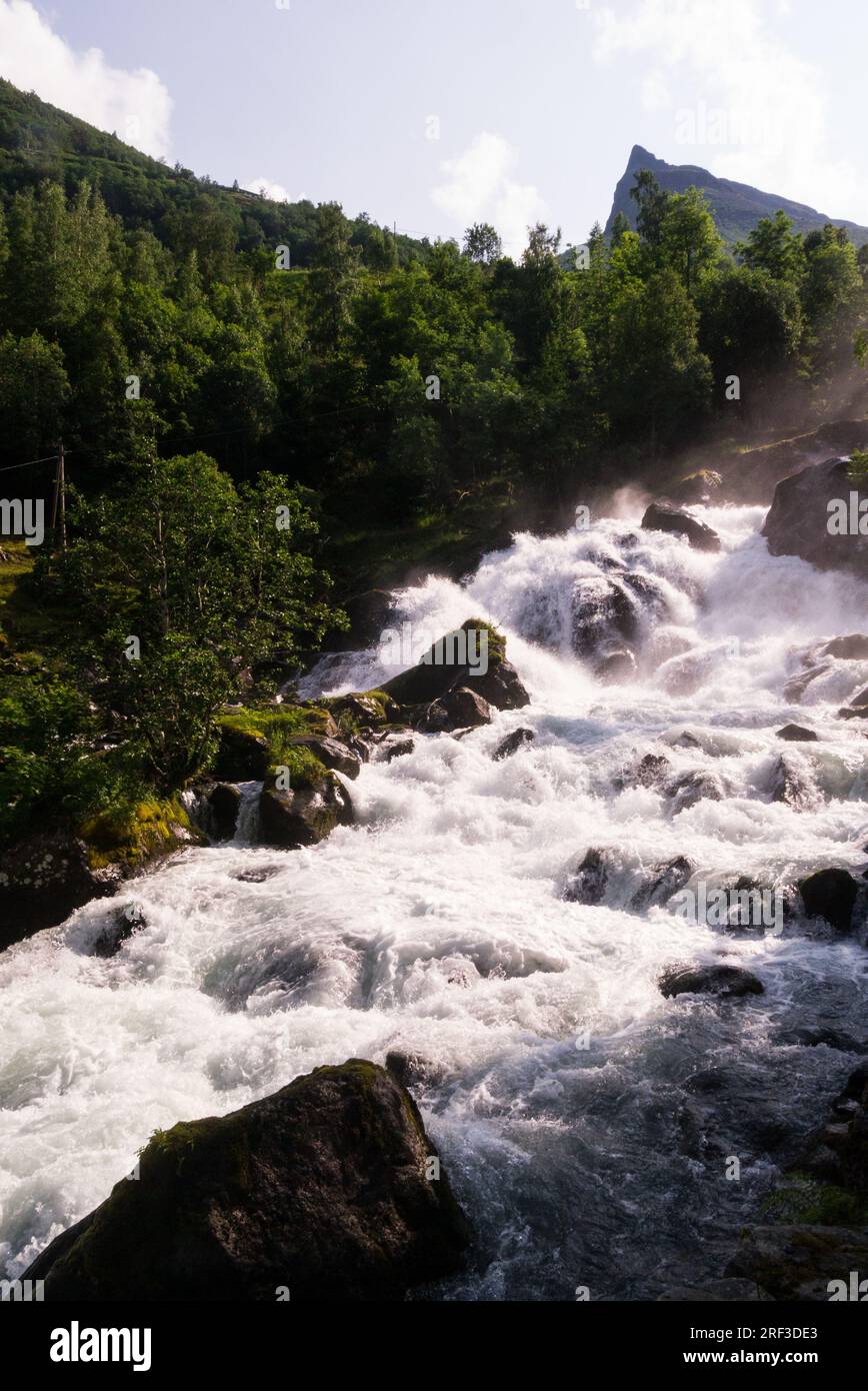 Storfossen a powerful waterfall in Geiranger More og Romsdal Norway ...