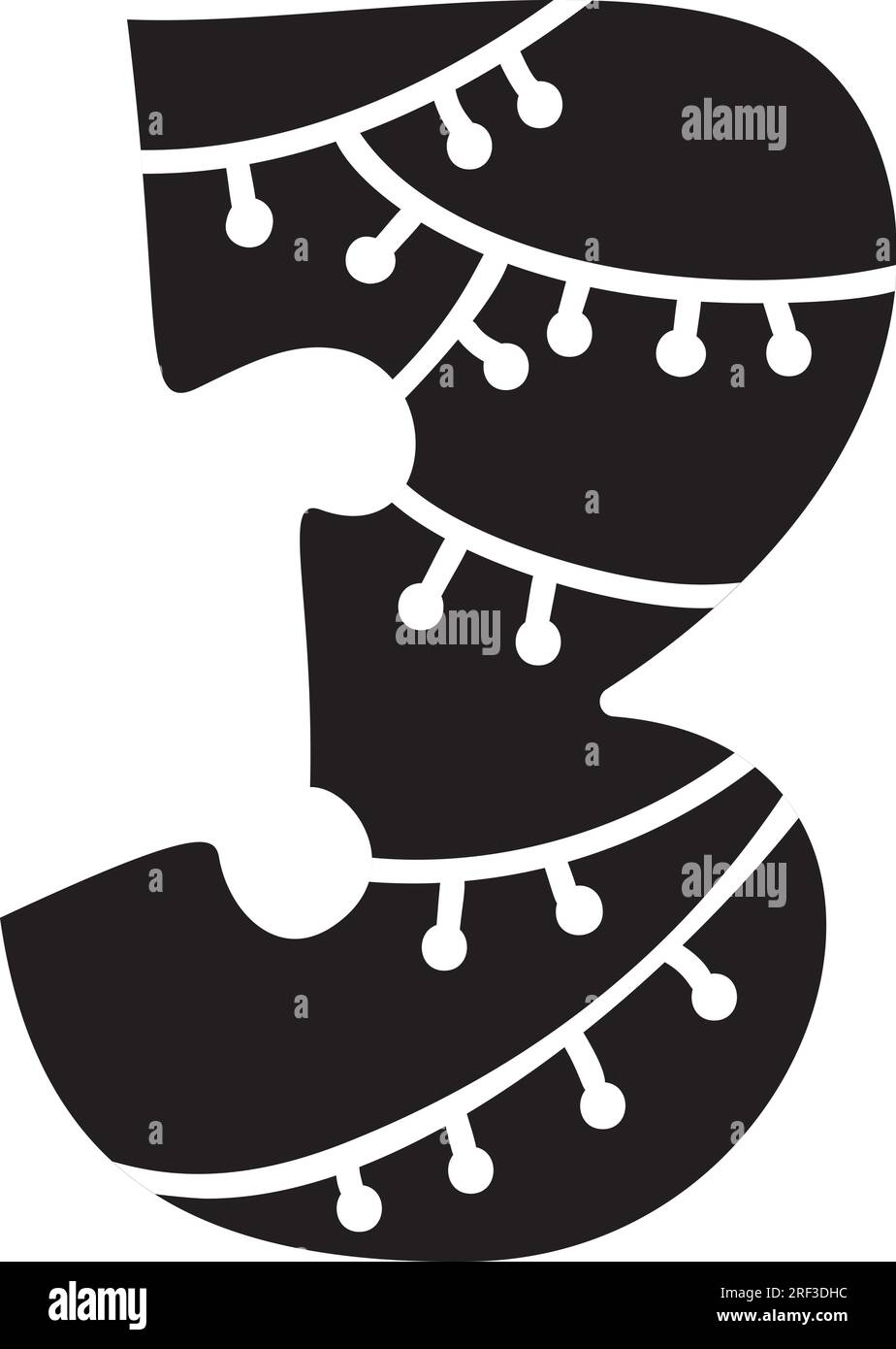 Display Christmas winter vector font number three 3 alphabet. Capital ...