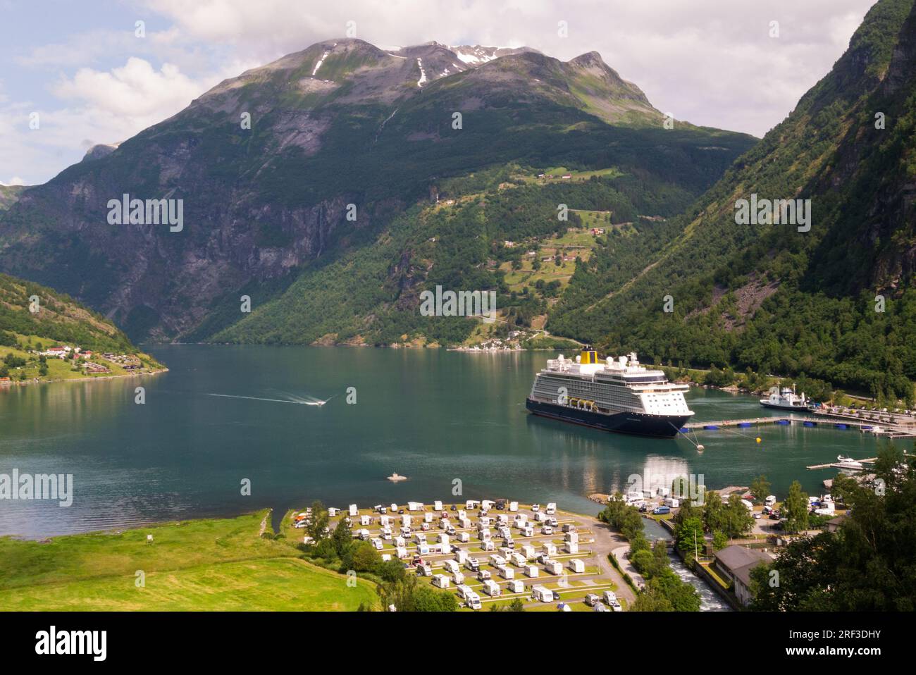 English cruise ship moored in geirangerfjord hi-res stock photography ...