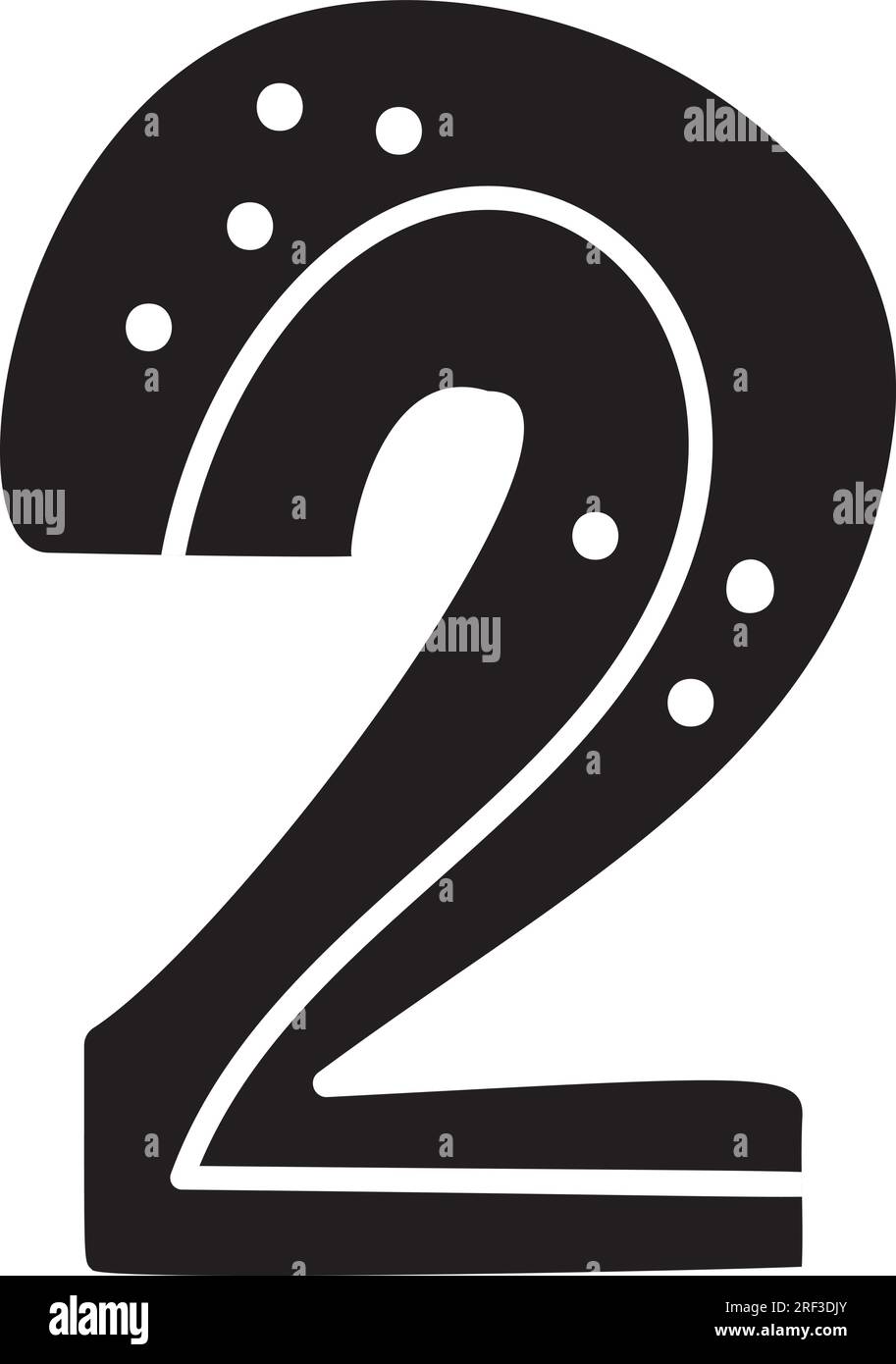 Display Christmas winter vector font number two 2 alphabet. Capital ...