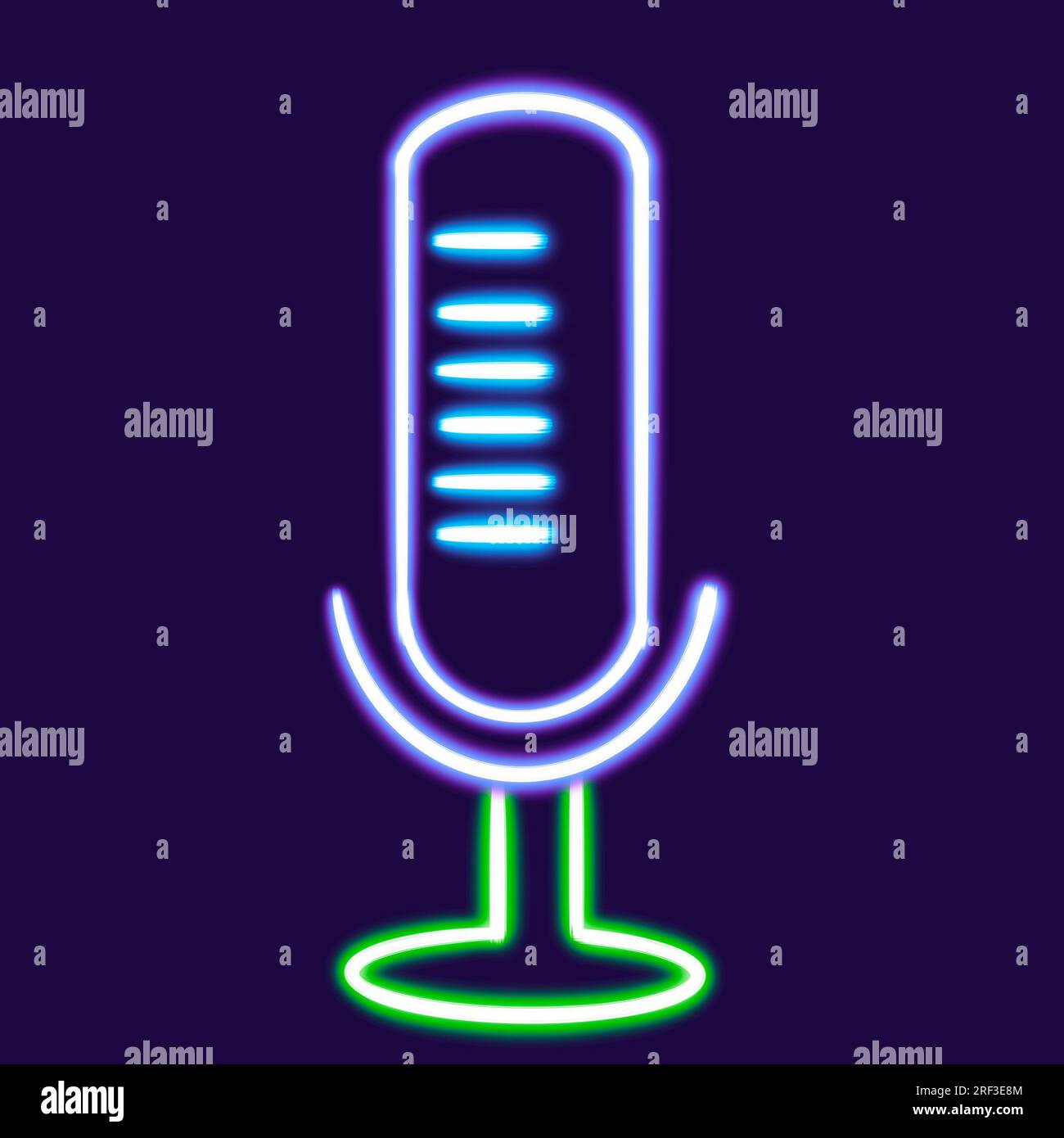 microphone glowing desktop icon, podcast neon sticker, neon figure ...