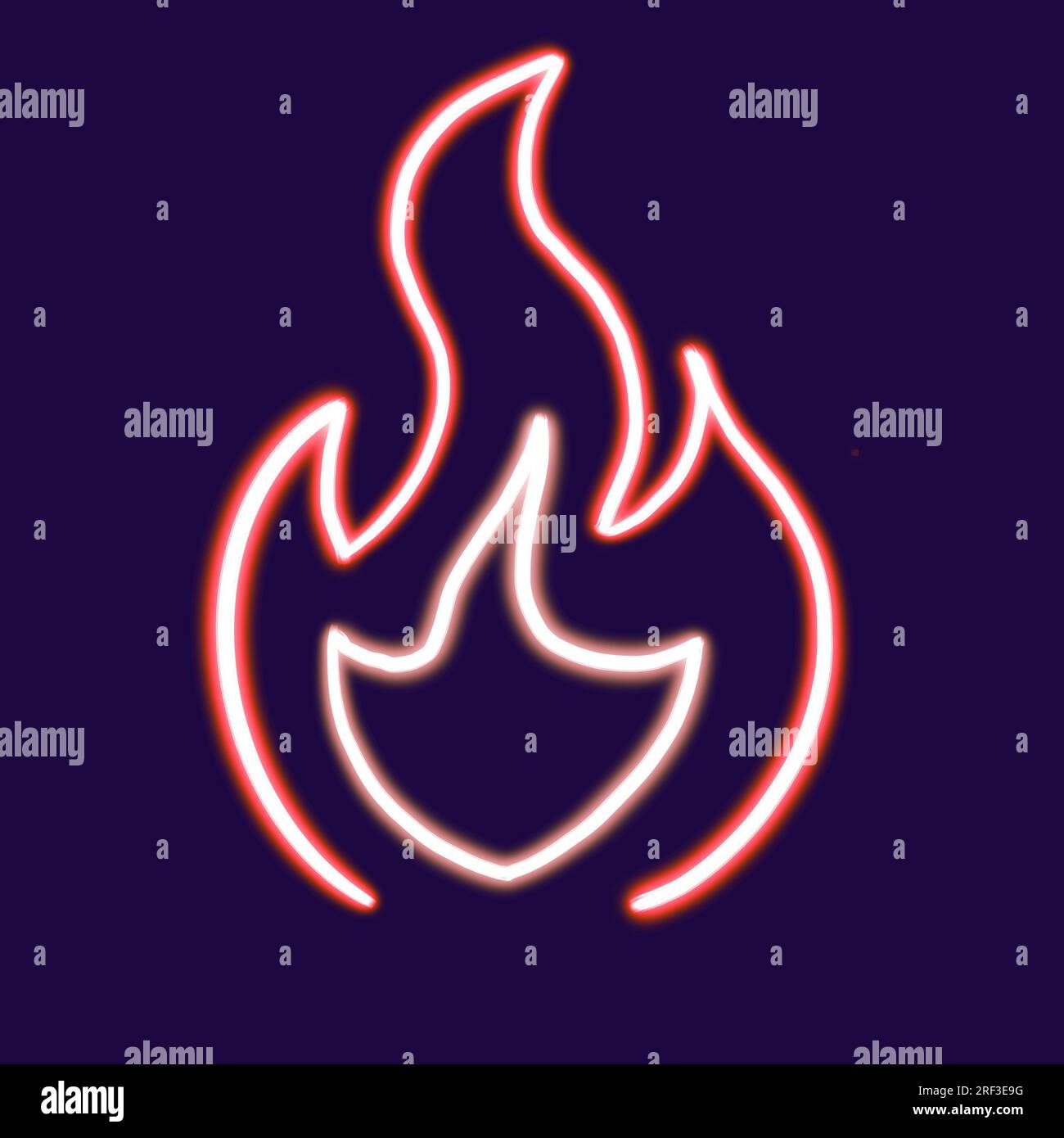 fire glowing desktop icon, neon fire sticker, neon figure, glowing ...