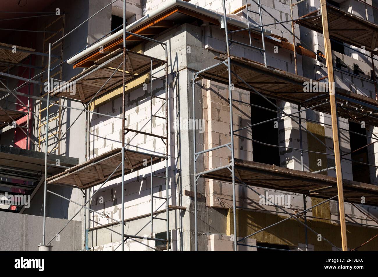 construction site in the construction business, building a new home on ...