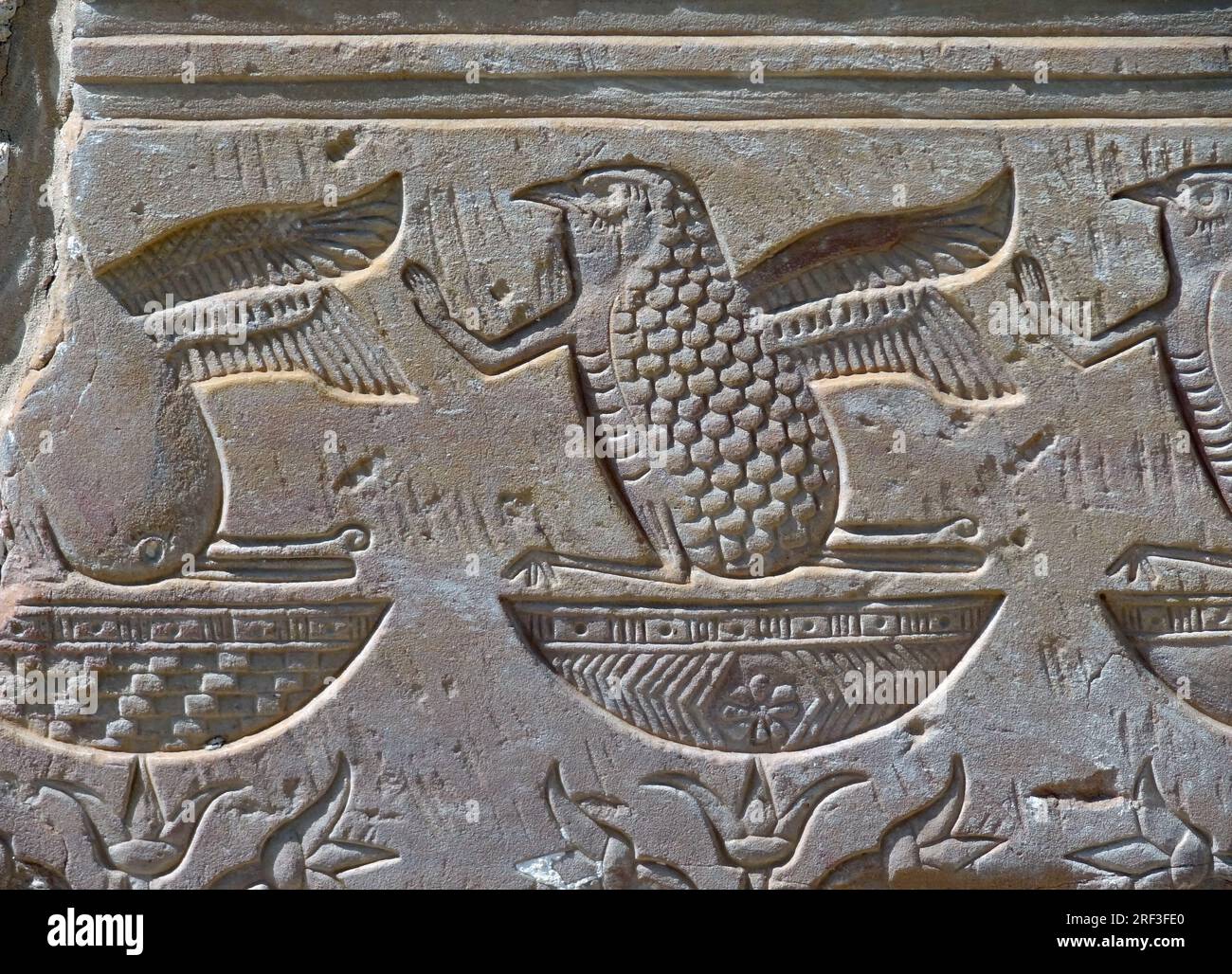 architectural detail seen on Deir el-Hagar Temple in Egypt Stock Photo ...