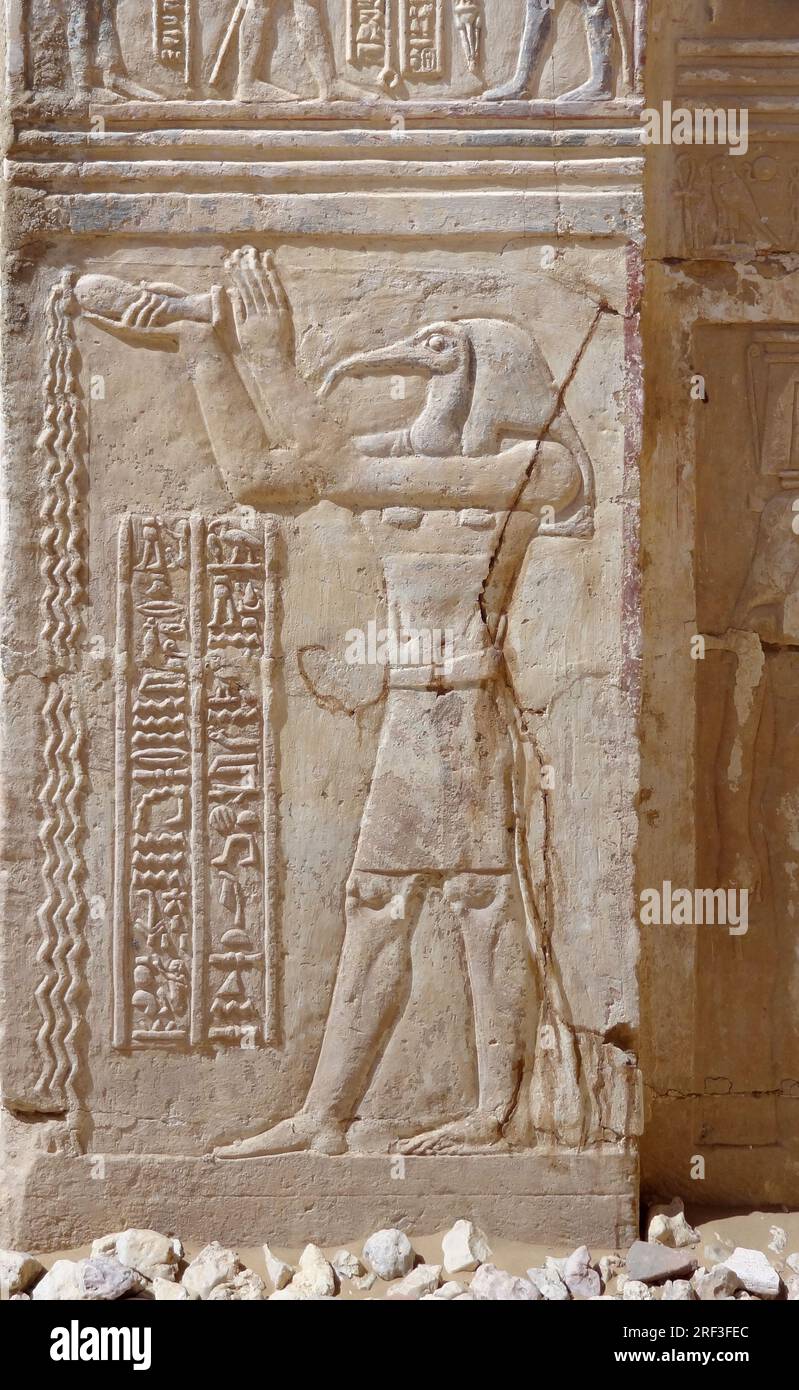 architectural detail seen on Deir el-Hagar Temple in Egypt Stock Photo ...