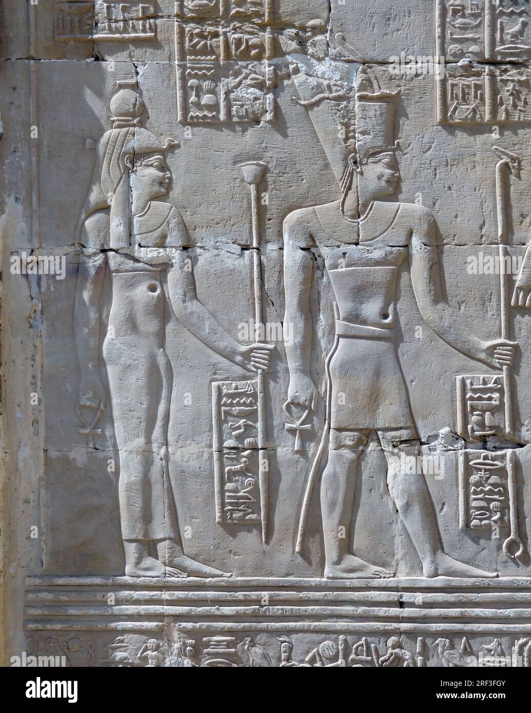 architectural detail seen on Deir el-Hagar Temple in Egypt Stock Photo ...