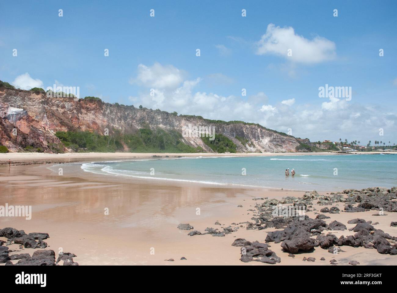 View of Tabatinga beach. Paradise beach with cliffs and clean water ...