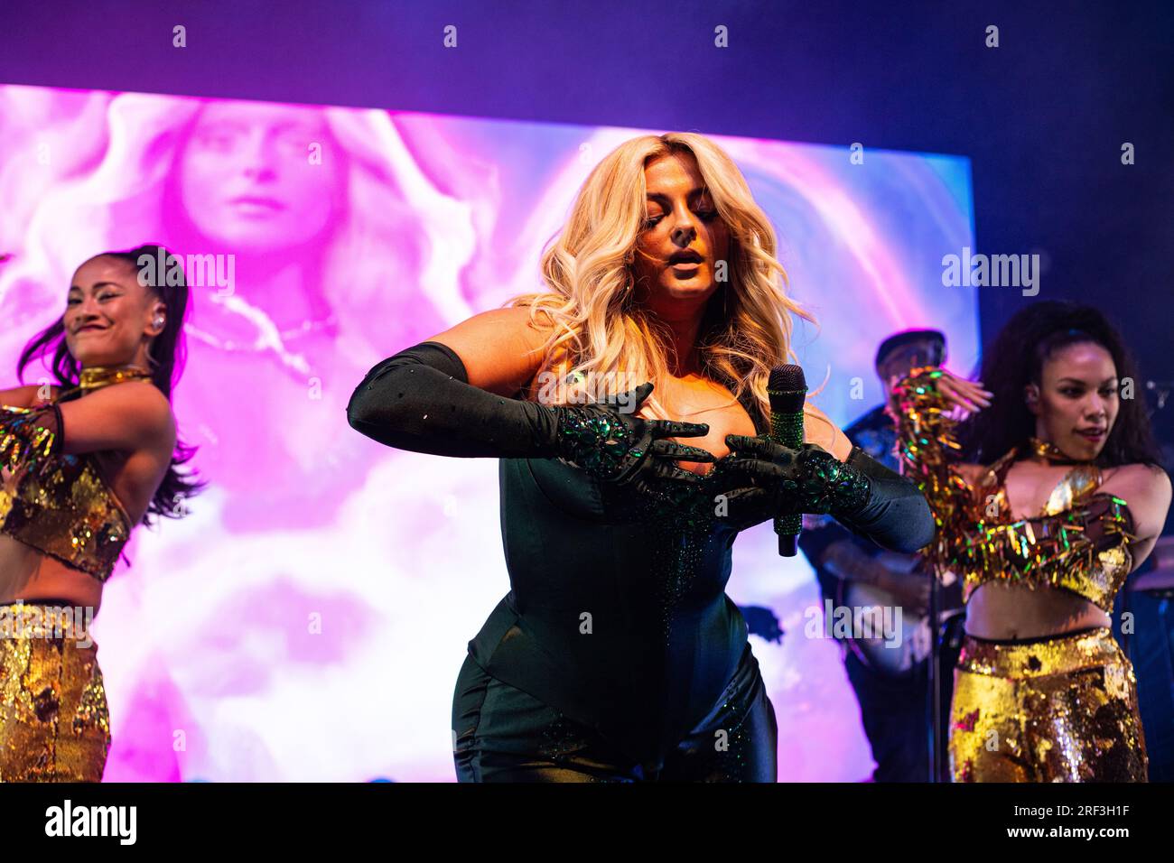 London, UK - July 28th, 2023: Bebe Rexha performing live at O2 Shepherd ...