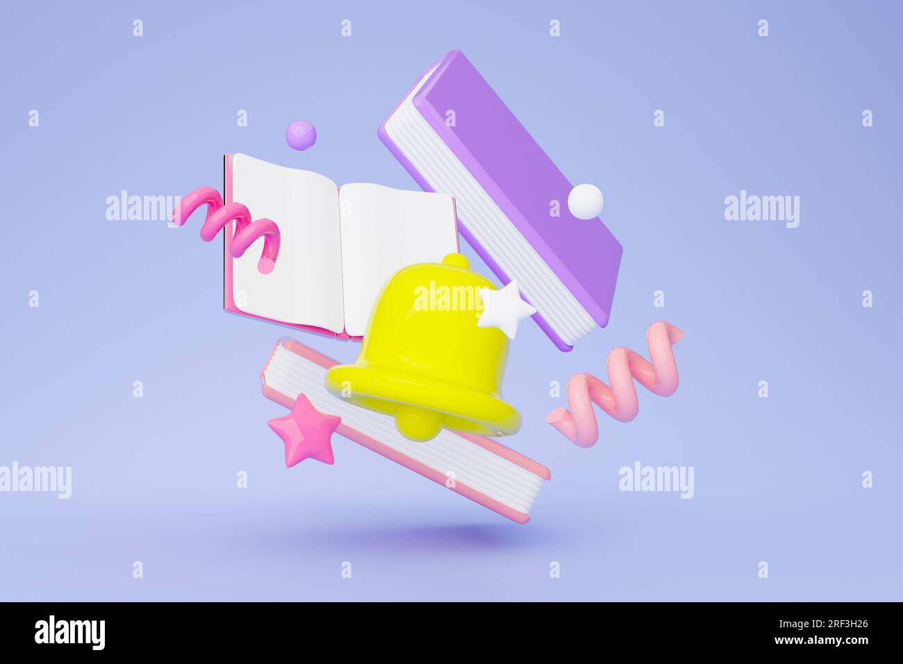 School Education Banner Collage With Books And Bell, Blue Background ...