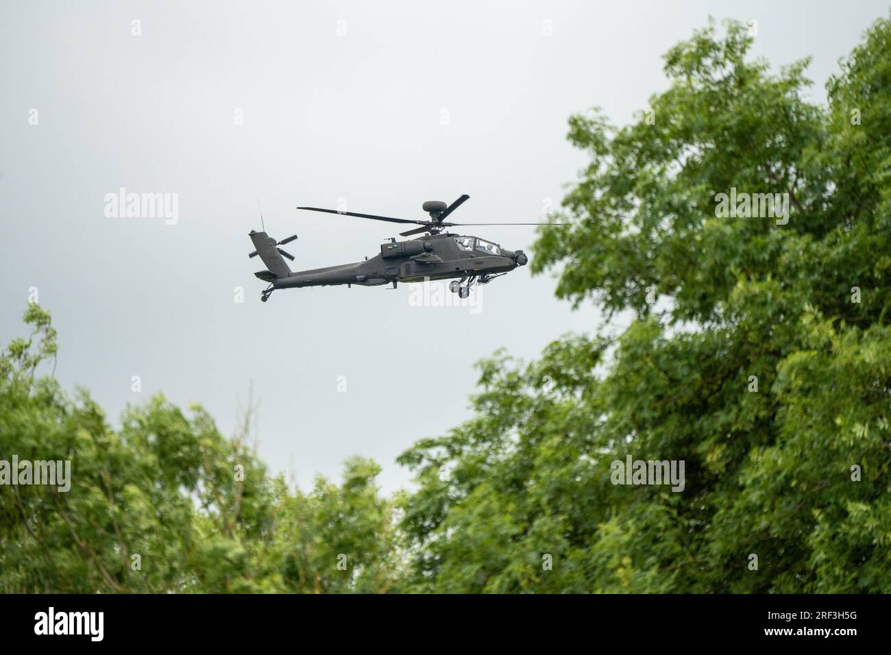 close-up of British army AH-64E Boeing Apache Attack helicopter (ZM722 ...