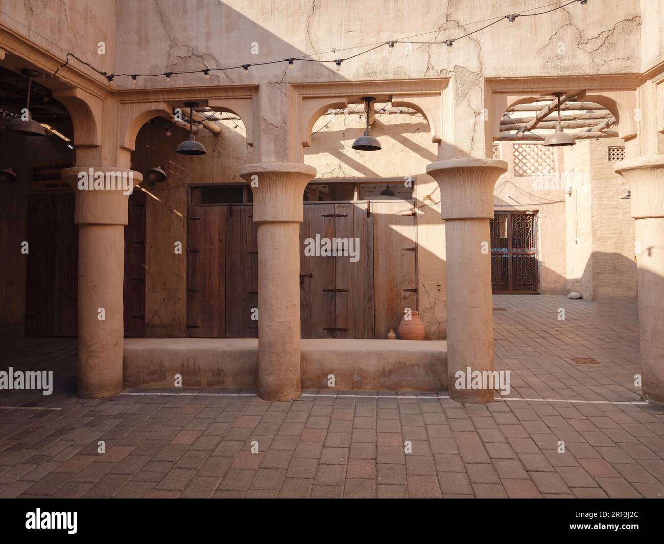Al seef old historical district with traditional Arabic architecture ...