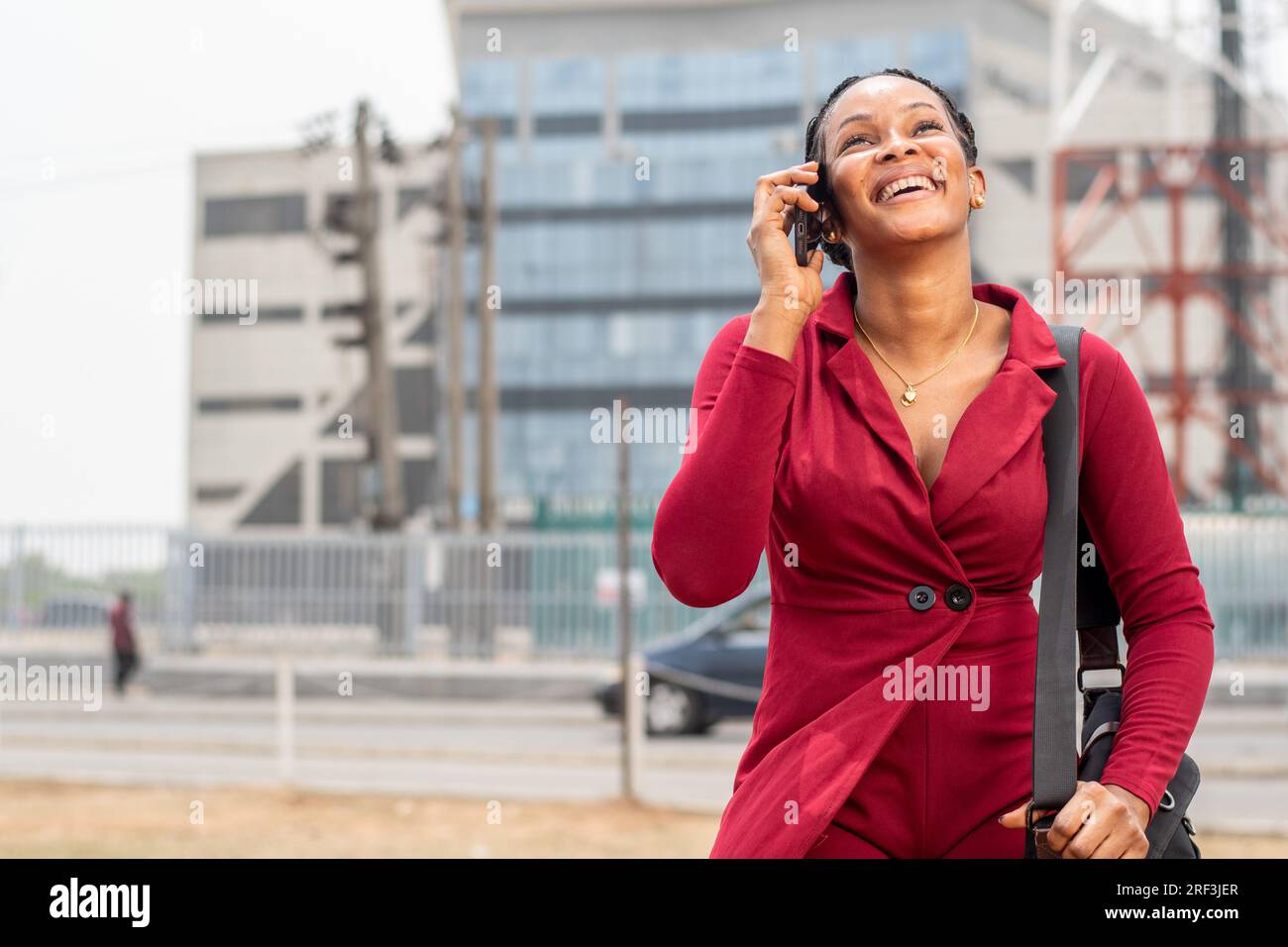 Cheerful black lady making hi-res stock photography and images - Alamy