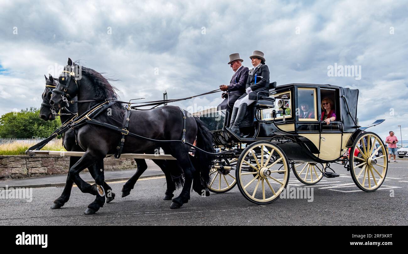 Old fashioned horse and carriage for Musselburgh Festival, East Lothian, Scotland, UK Stock ...