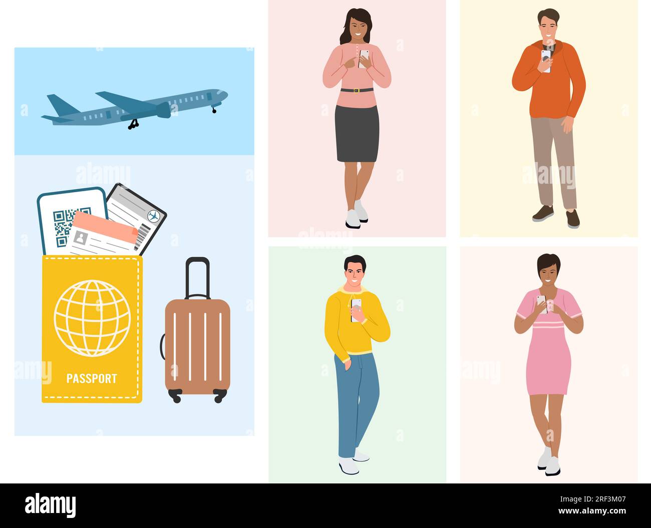 Tourist People Summer vacation Man Woman Adventure Tourism Plane ...