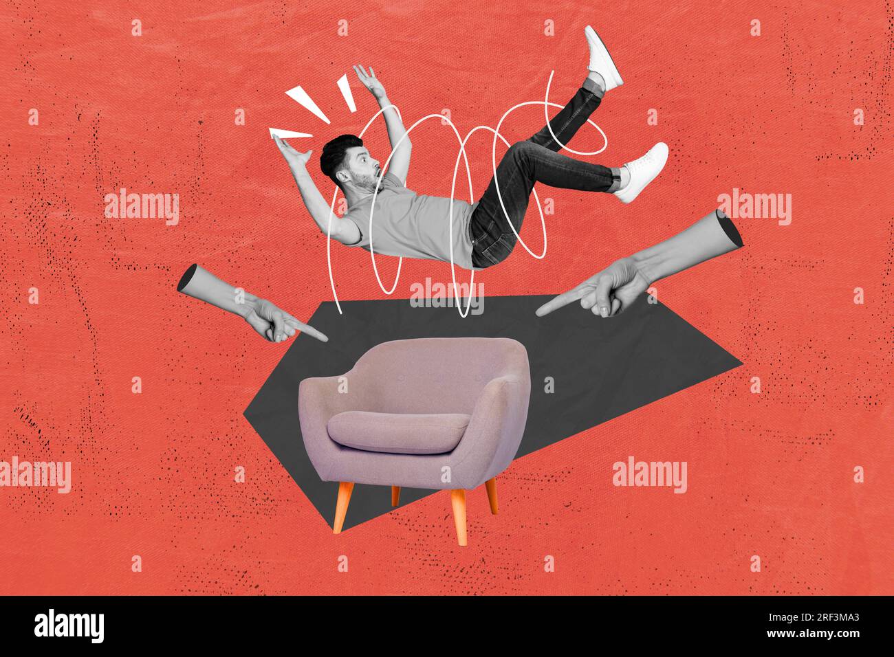 Collage poster banner of human hands showing sign buy comfort furniture ...