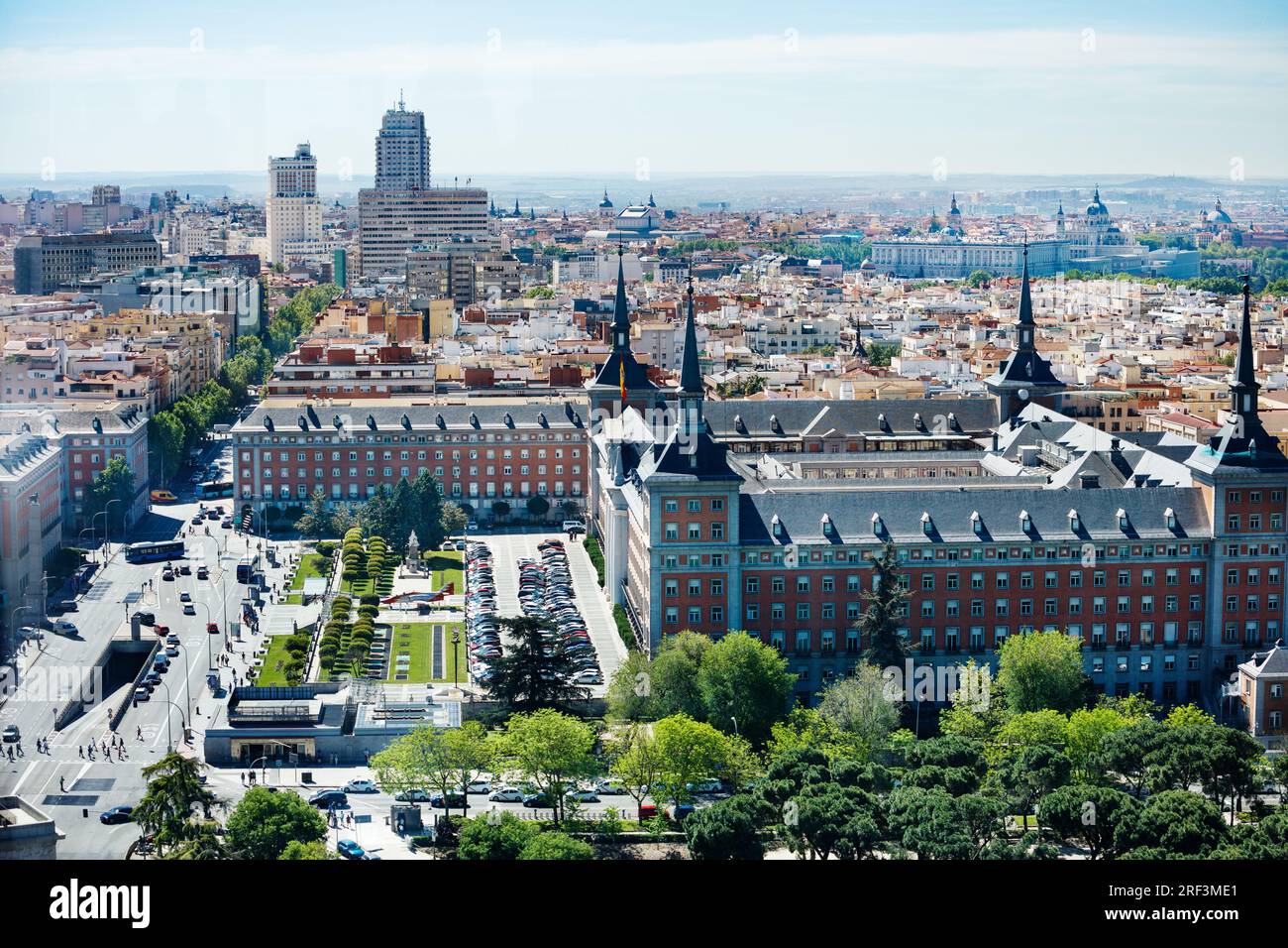 Panorama of Madrid city with Air and Space Force headquarters Stock ...