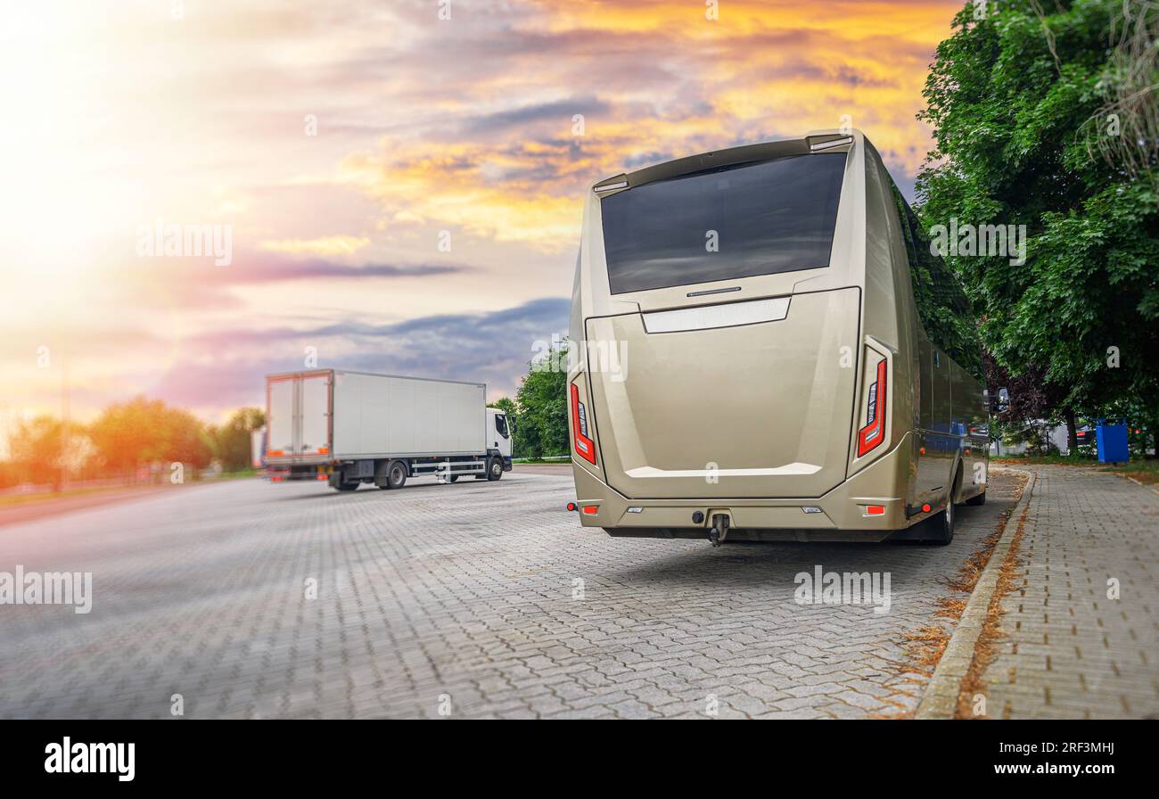 White buses big truck hi-res stock photography and images - Alamy