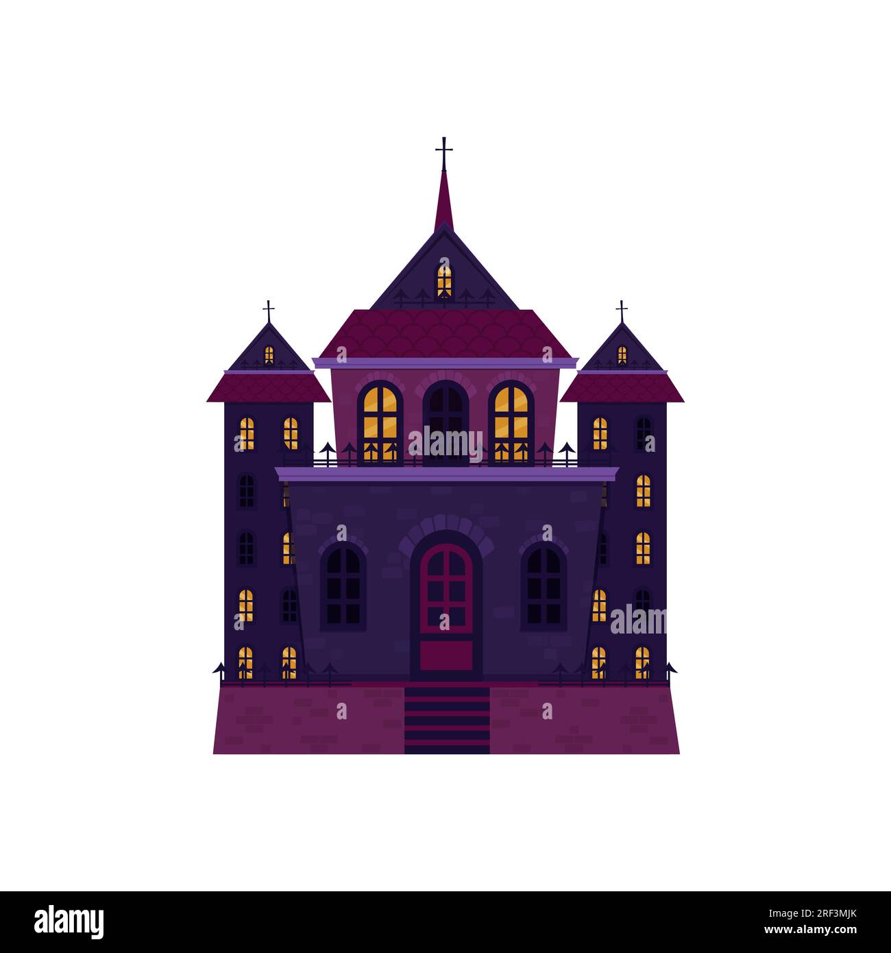 Halloween castle house isolated. Dark palace star architecture. Flat ...