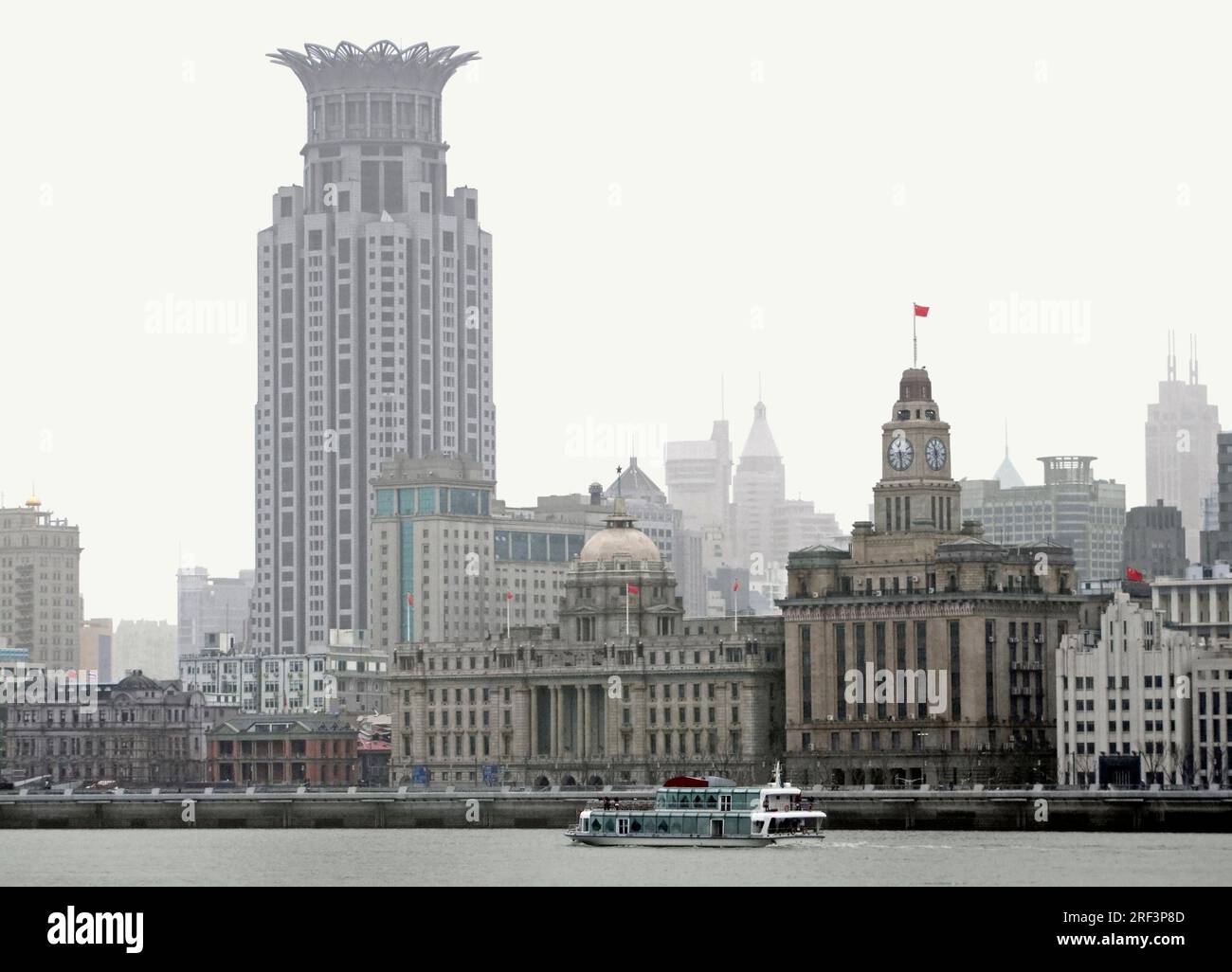 waterside city view of Shanghai in China, seen from Huangpu River Stock ...