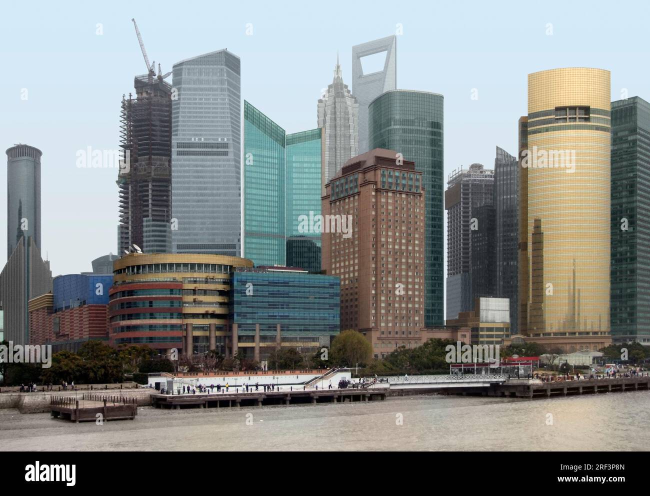 waterside city view of Shanghai in China, seen from Huangpu River Stock ...