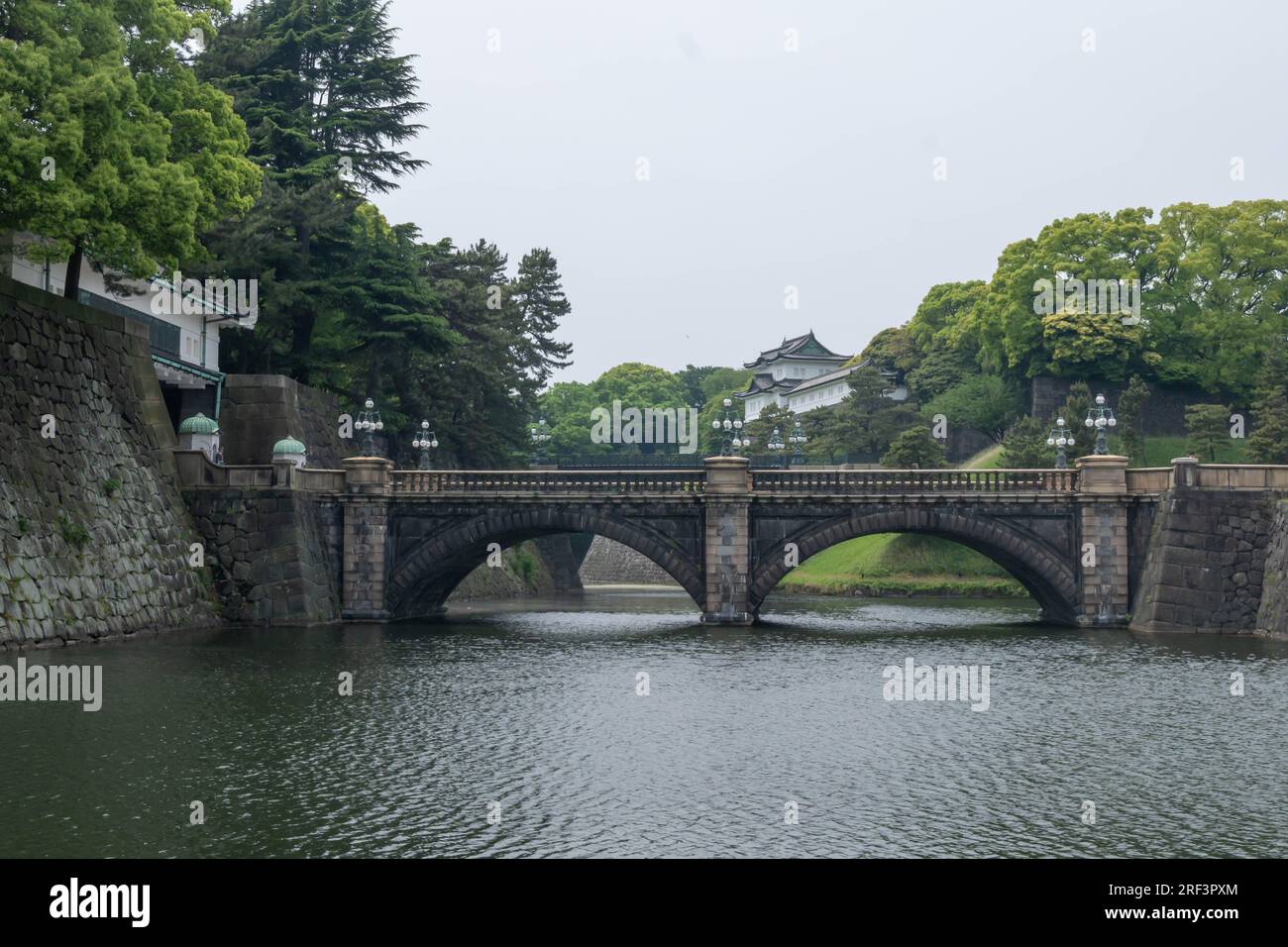 Japan Tokyo Imperial Palace castle bridge with reflection Asia emperor ...