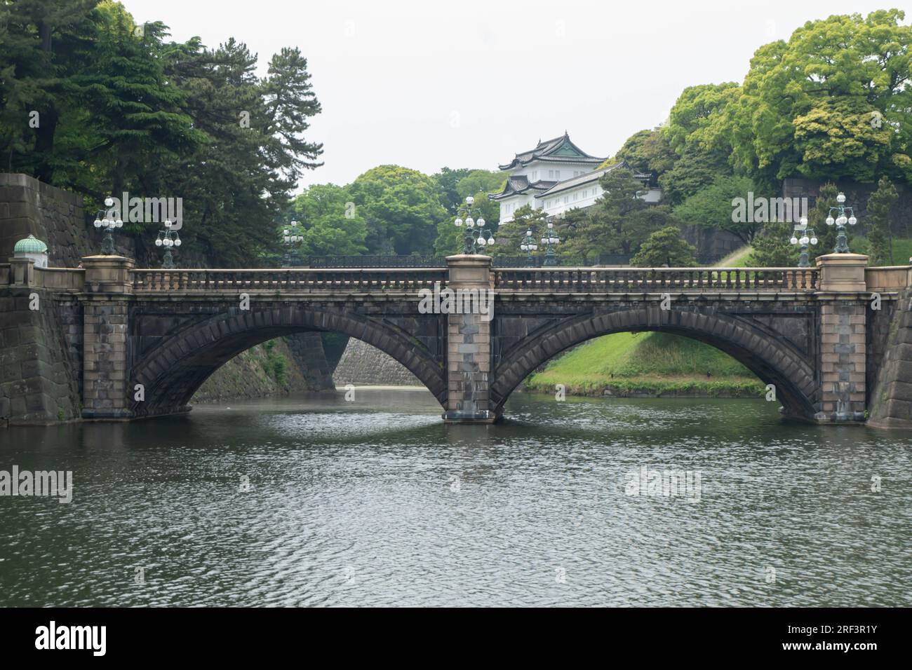 Japan Tokyo Imperial Palace castle bridge with reflection Asia emperor ...
