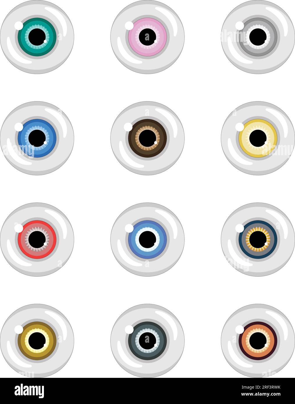 Vector set of 12 colorful, cartoon eyeball designs Stock Vector Image ...
