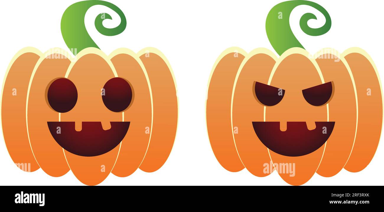 Halloween pumpkin icons. Vector set. Autumn symbol. Flat design ...