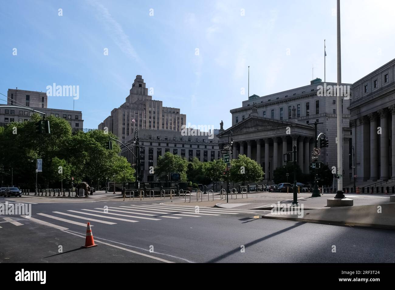 View of Foley Square, a street intersection in the Civic Center of ...