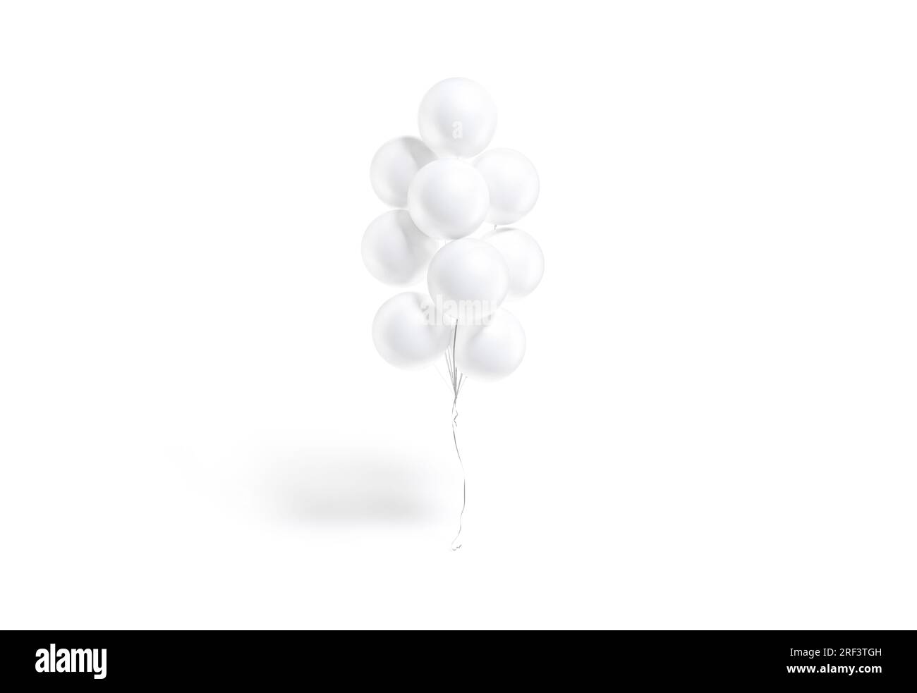Blank white round balloon bouquet mockup, front view, 3d rendering ...