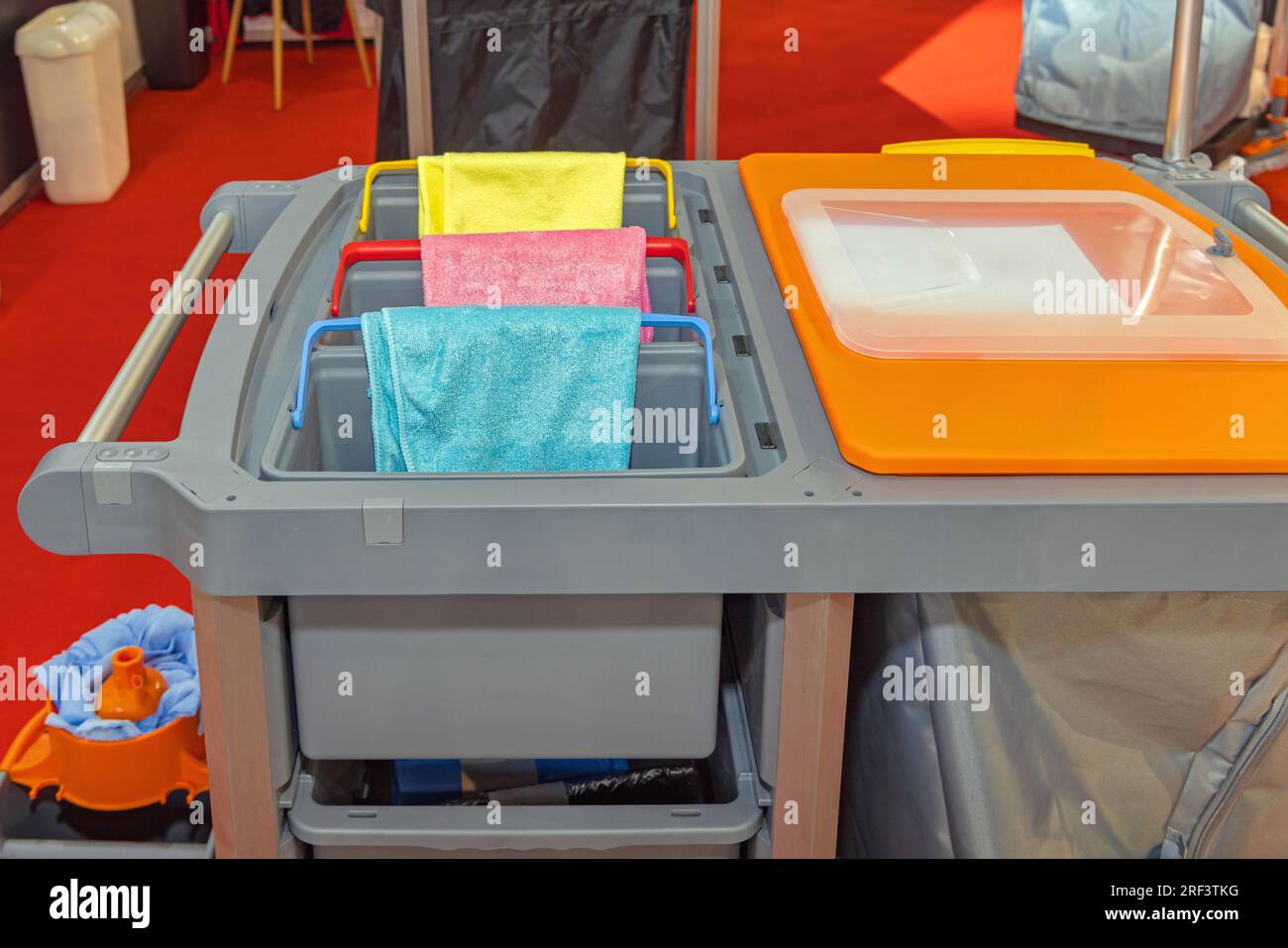 Microfiber Cloths With Buckets at Janitors Trolley Cart Cleaning ...