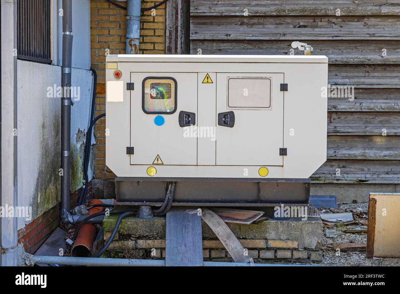 Auxiliary Electric Power Diesel Generator Box Behind Building Stock ...