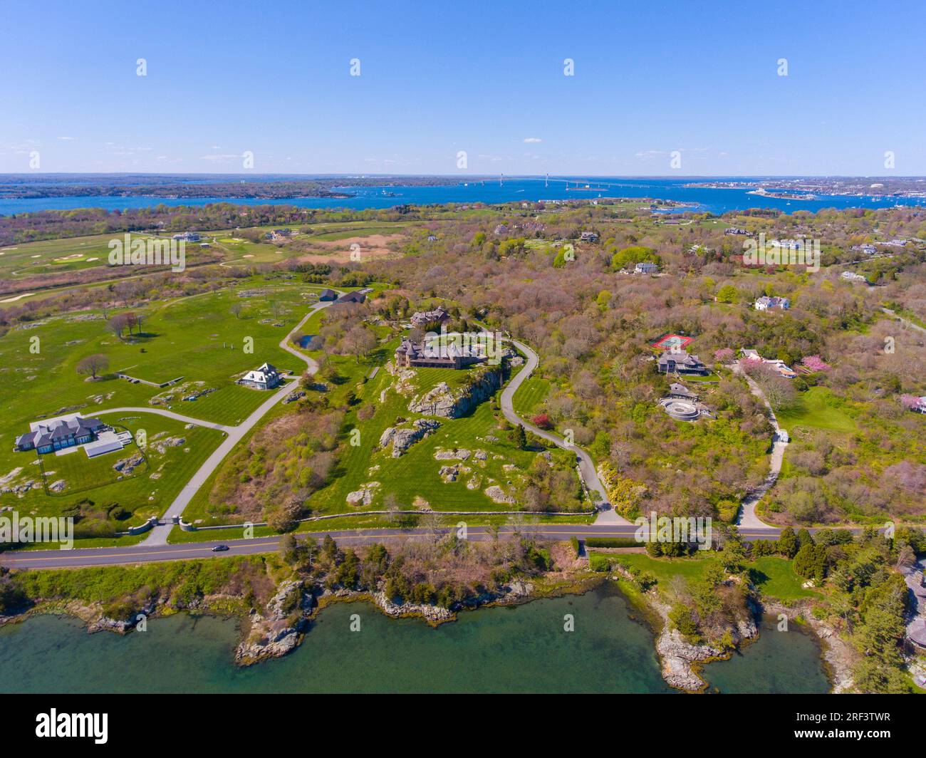 Aerial view of historic mansions at Ocean Drive Historic District near ...