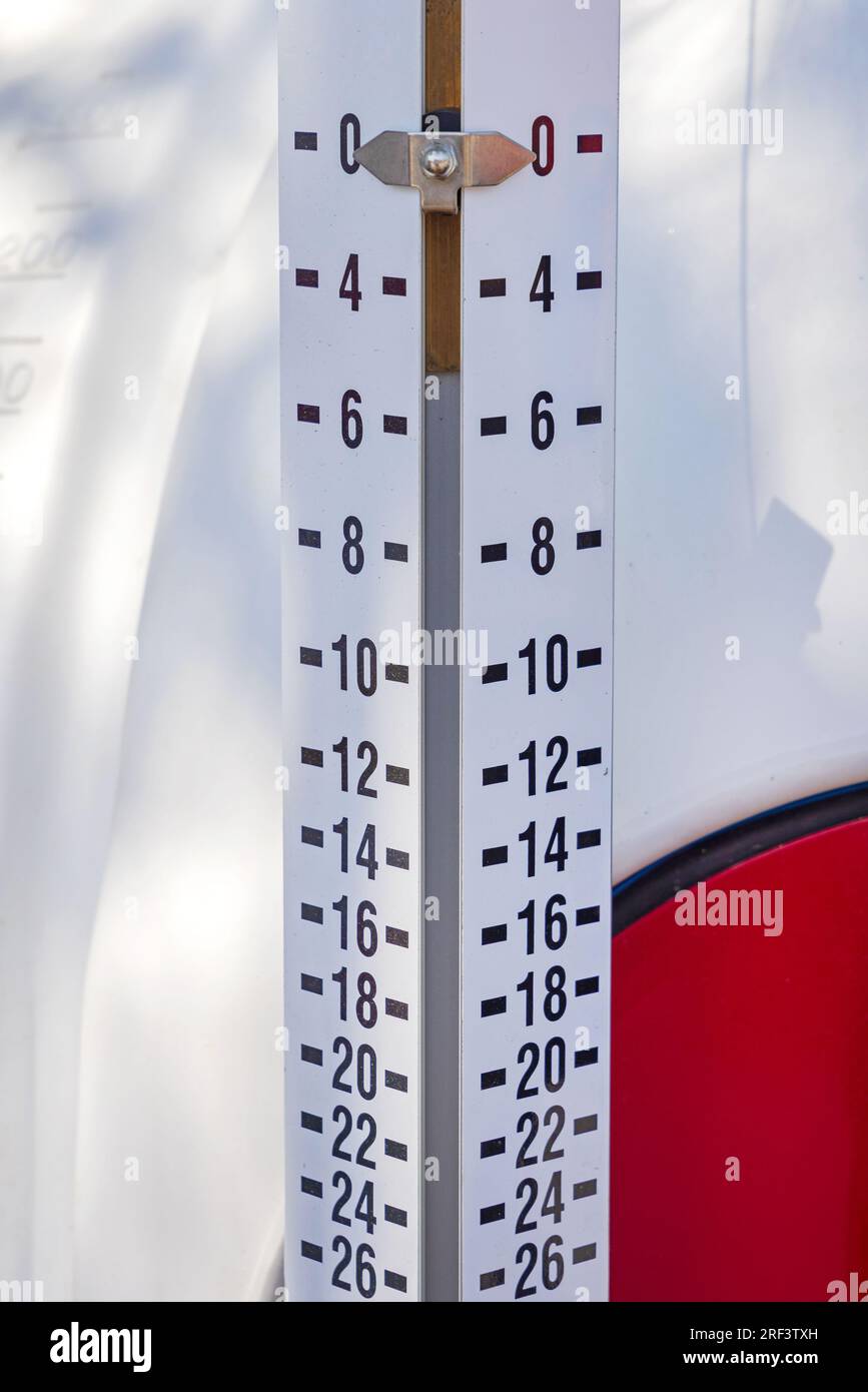 Zero Water Tank Level at External Indicator Reservoir Stock Photo - Alamy