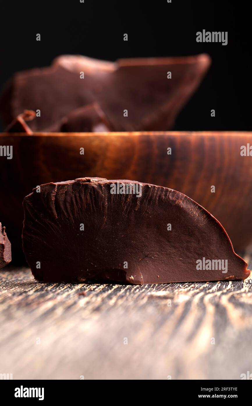 divided into large pieces a piece of quality chocolate, real bitter ...