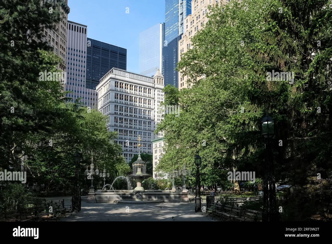 View of the The Jacob Wrey Mould Fountain located at the City Hall Park ...