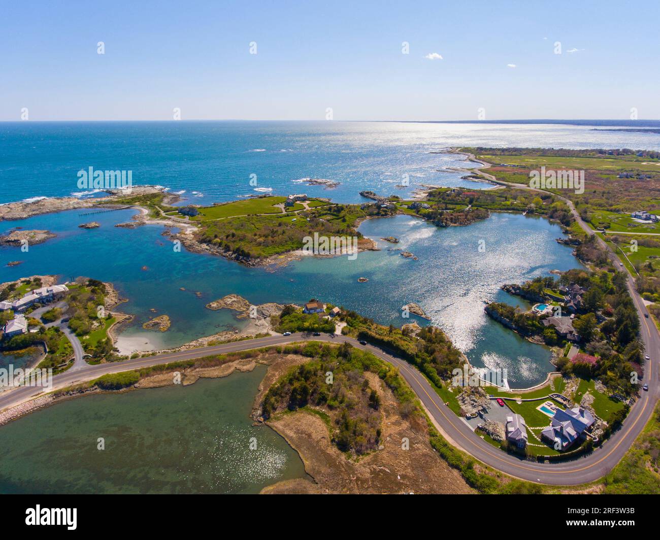 Aerial view of historic mansions at Ocean Drive Historic District near ...