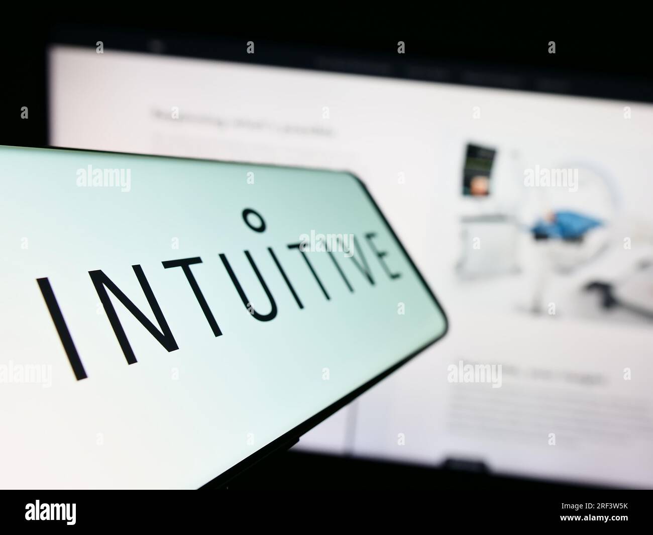 Smartphone with logo of American medical company Intuitive Surgical Inc ...