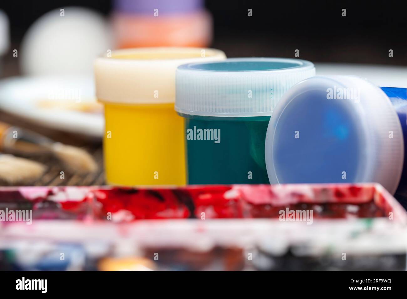 oil and other types of paints during creativity, a person's creative ...