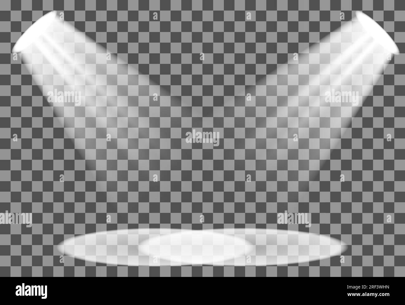 Searchlight illuminates the blank backdrop. Template with floodlight ...