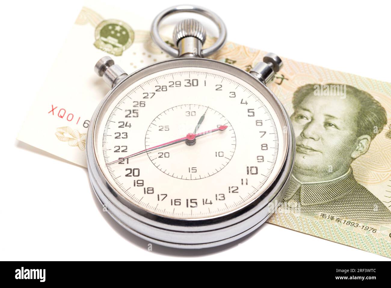 Stopwatch with chinese yuan. Time is money concept Stock Photo - Alamy