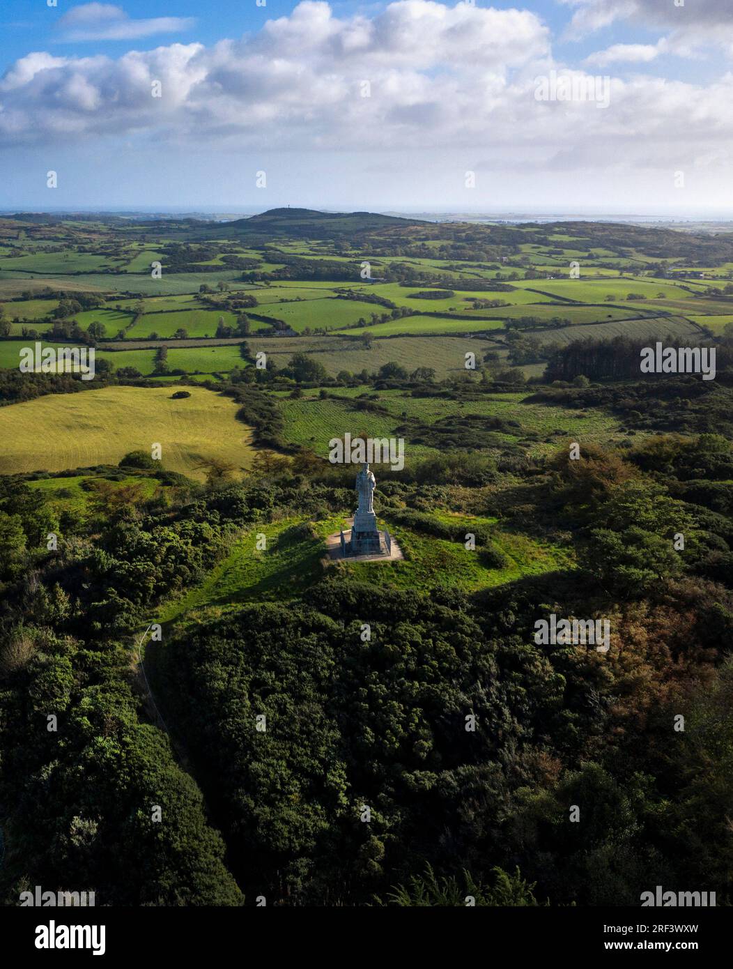 Aerial of St Patrick's Statue, Saul , County Down, Northern Ireland ...